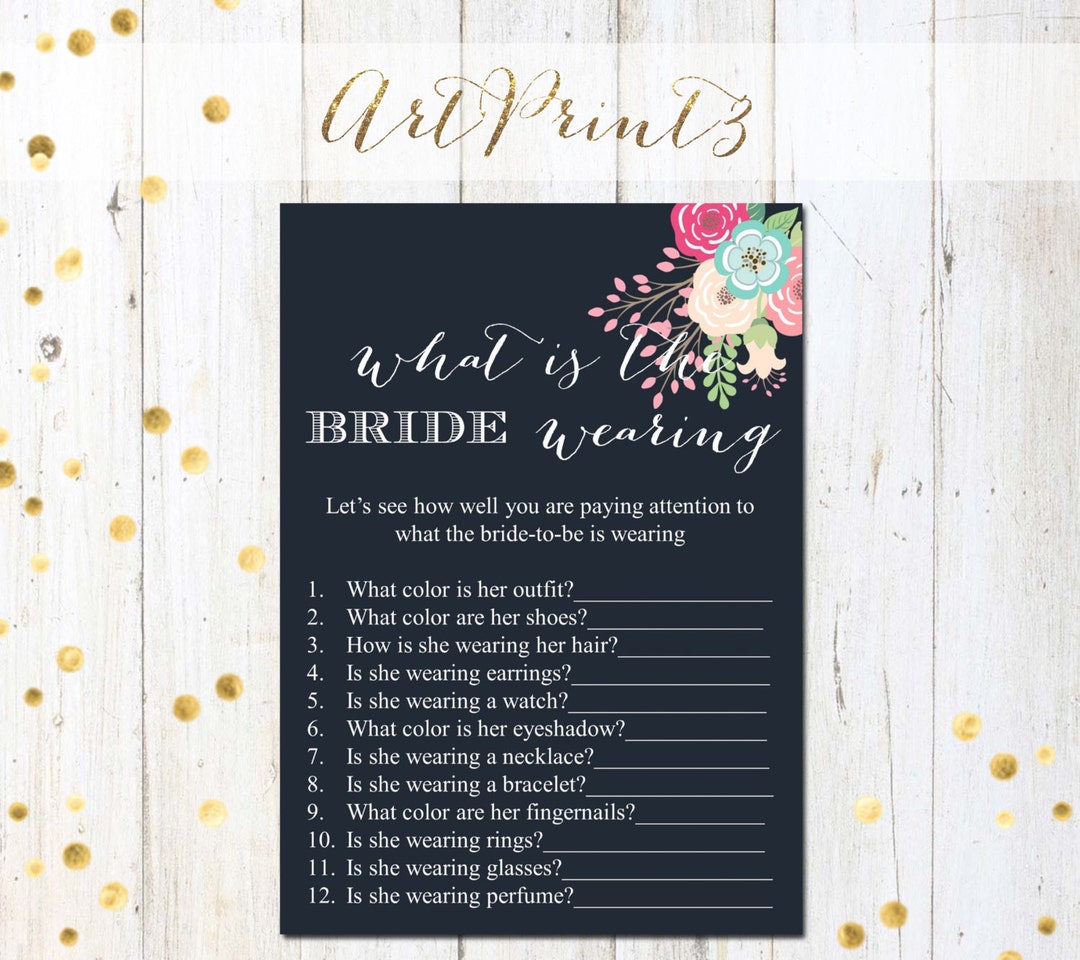 What is the Bride Wearing Bridal Shower Game Printable, Rustic Bridal ...