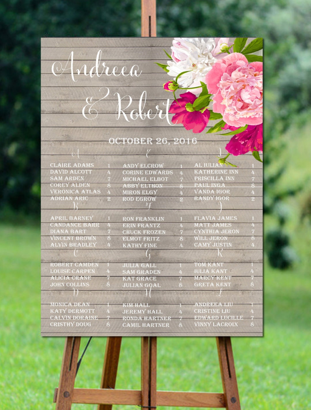 Rustic Wedding Printable Seating Chart, Barn Wood Printable Seating ...