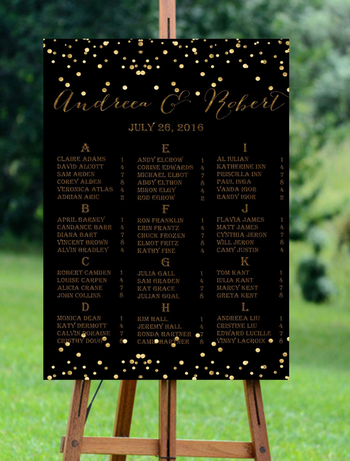 Printable Wedding Seating Chart Gold Confetti Wedding Seating - Etsy