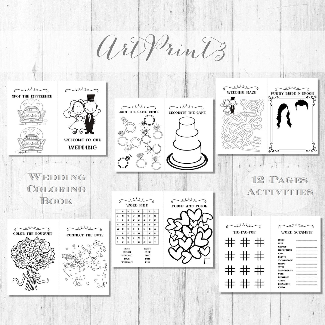 Wedding Coloring Book Instant Download Coloring Book Wedding Kids ...