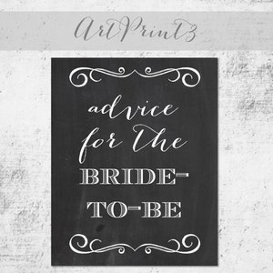 Advice for the Bride to Be Printable, Bridal Shower Advice for the ...