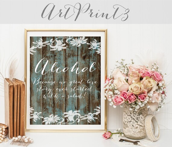 Alcohol Sign Printable Wedding Bar Signs Reception Signs | Etsy