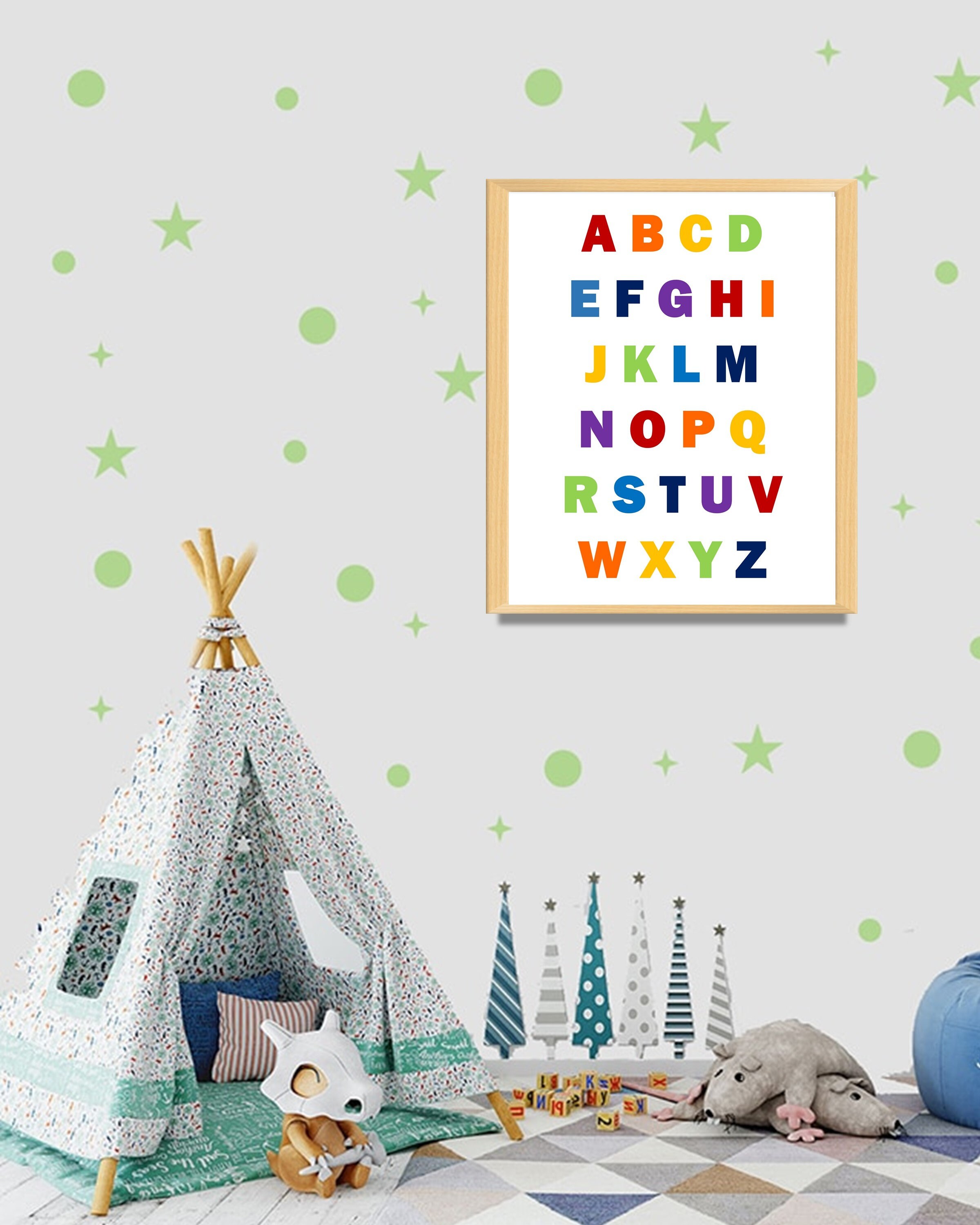 Rainbow Alphabet Printable, Kids Room Wall Decor, ABC Poster, Alphabet ...
