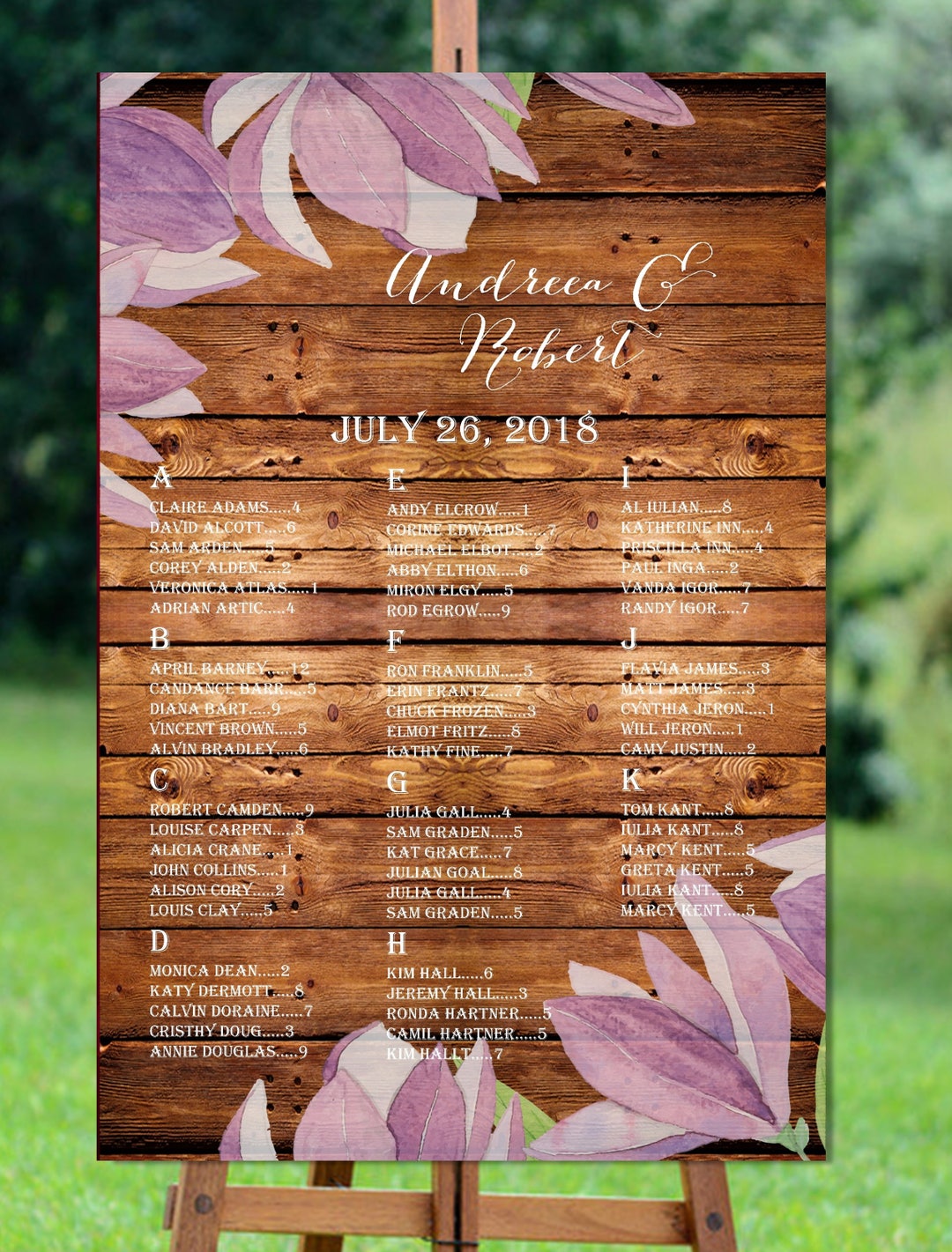 Rustic Wedding Printable Seating Chart, Barn Wood Printable Seating ...