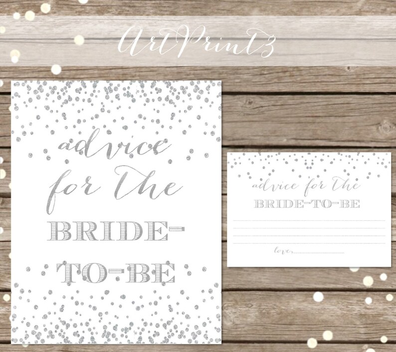 Advice for the Bride to Be Printable, Bridal Shower Advice for the ...