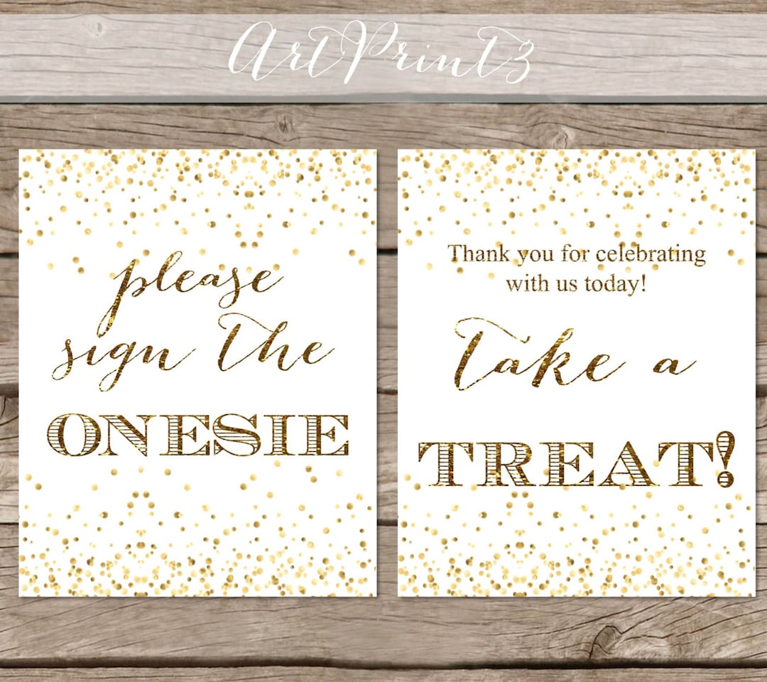 Printable Baby Shower Table Signs, Instant Download Gold Baby Shower ...