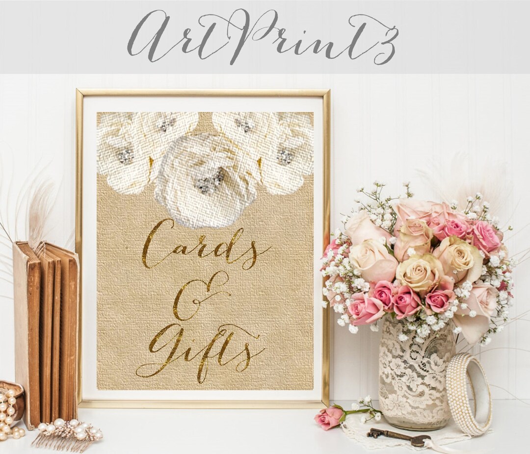 Cards and Gifts Wedding Sign Printable, Rustic Wedding Sign Printable ...