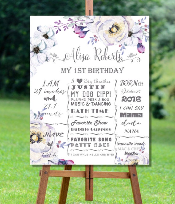 First Birthday Sign Printable 1st Birthday Rustic Poster | Etsy