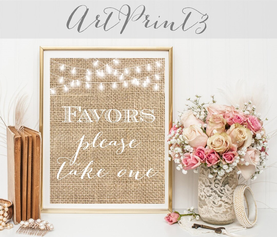 Favors Please Take One Wedding Sign Printable, Rustic Wedding Favors ...