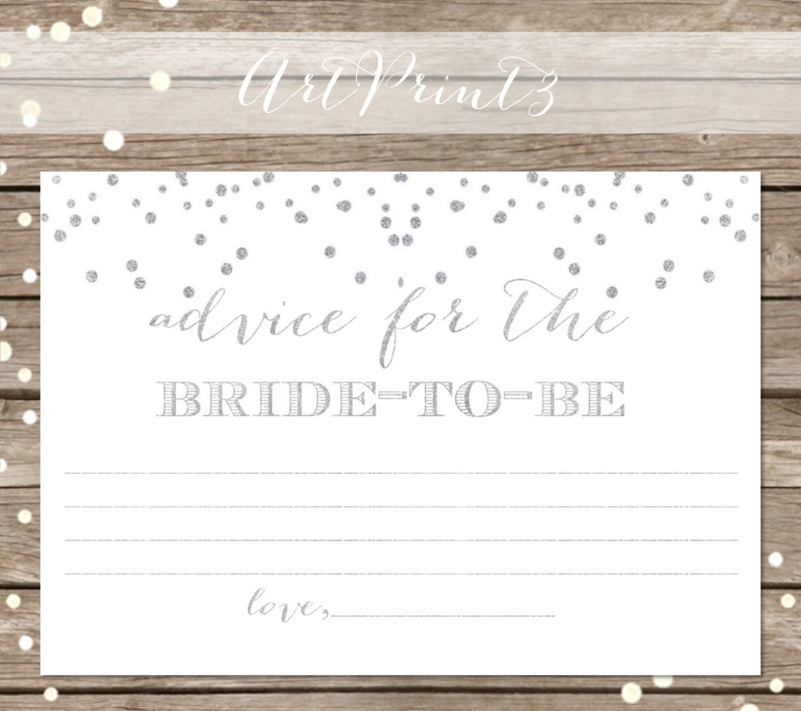 Advice for the Bride to Be Printable, Bridal Shower Advice for the ...