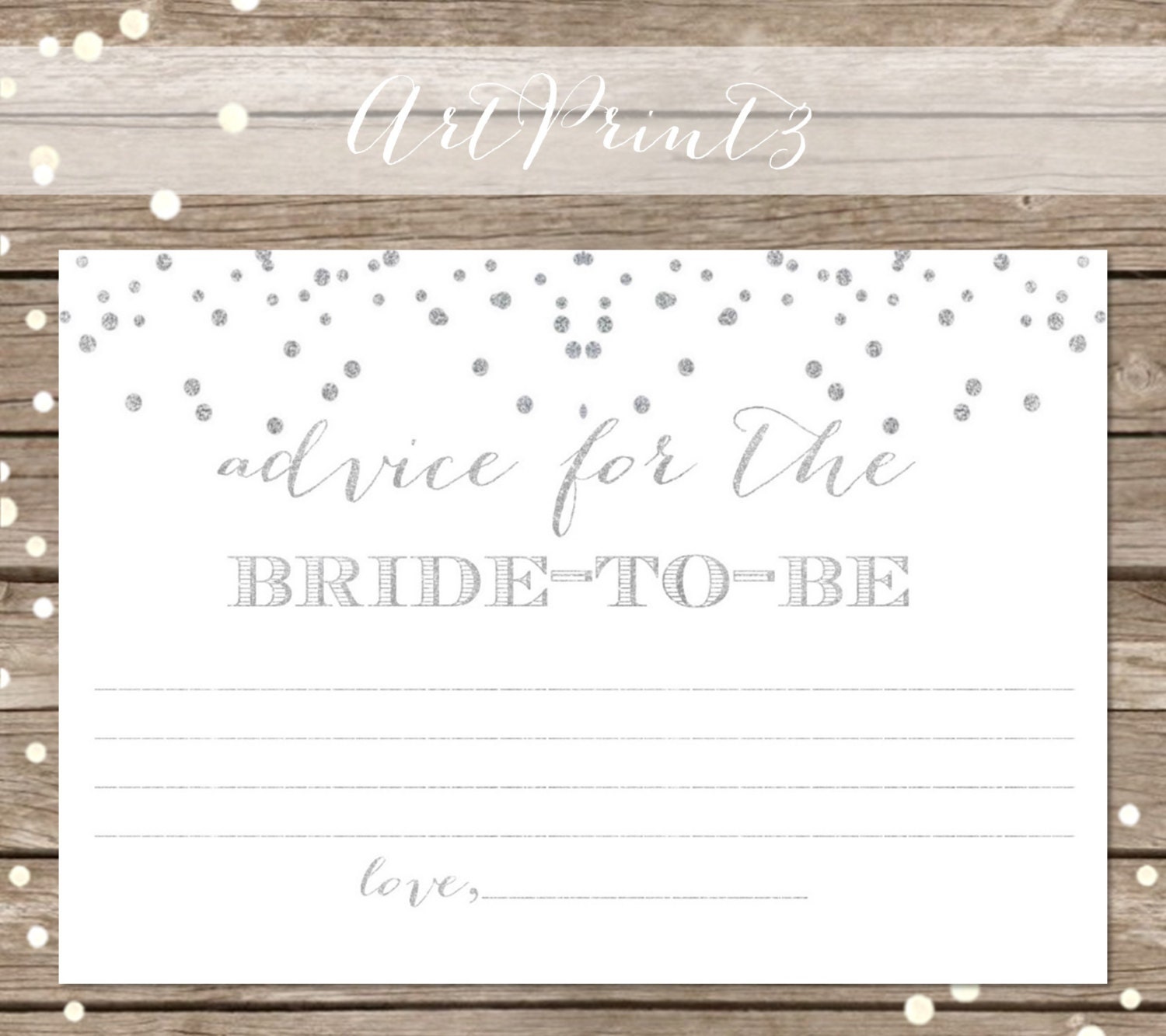 Advice for the Bride to Be Printable, Bridal Shower Advice for the ...