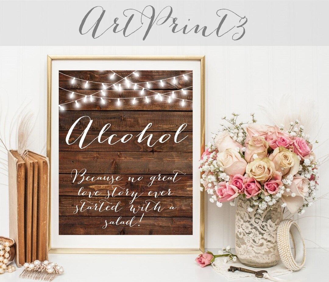 Alcohol Sign Printable, Wedding Bar Signs, Reception Signs, Cocktail ...