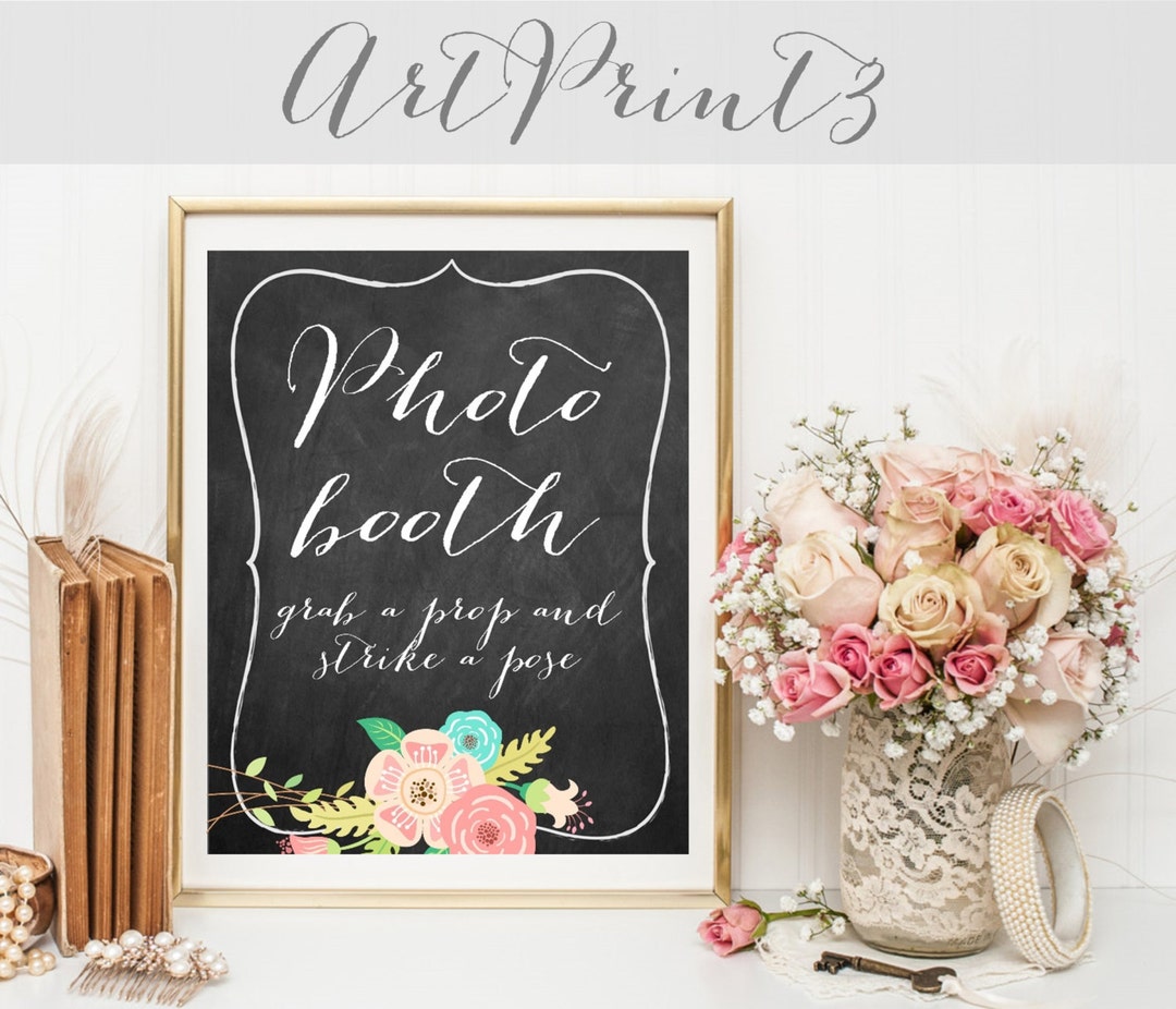 Photo Booth Sign Printable, Wedding Photobooth Sign, Floral Wedding ...