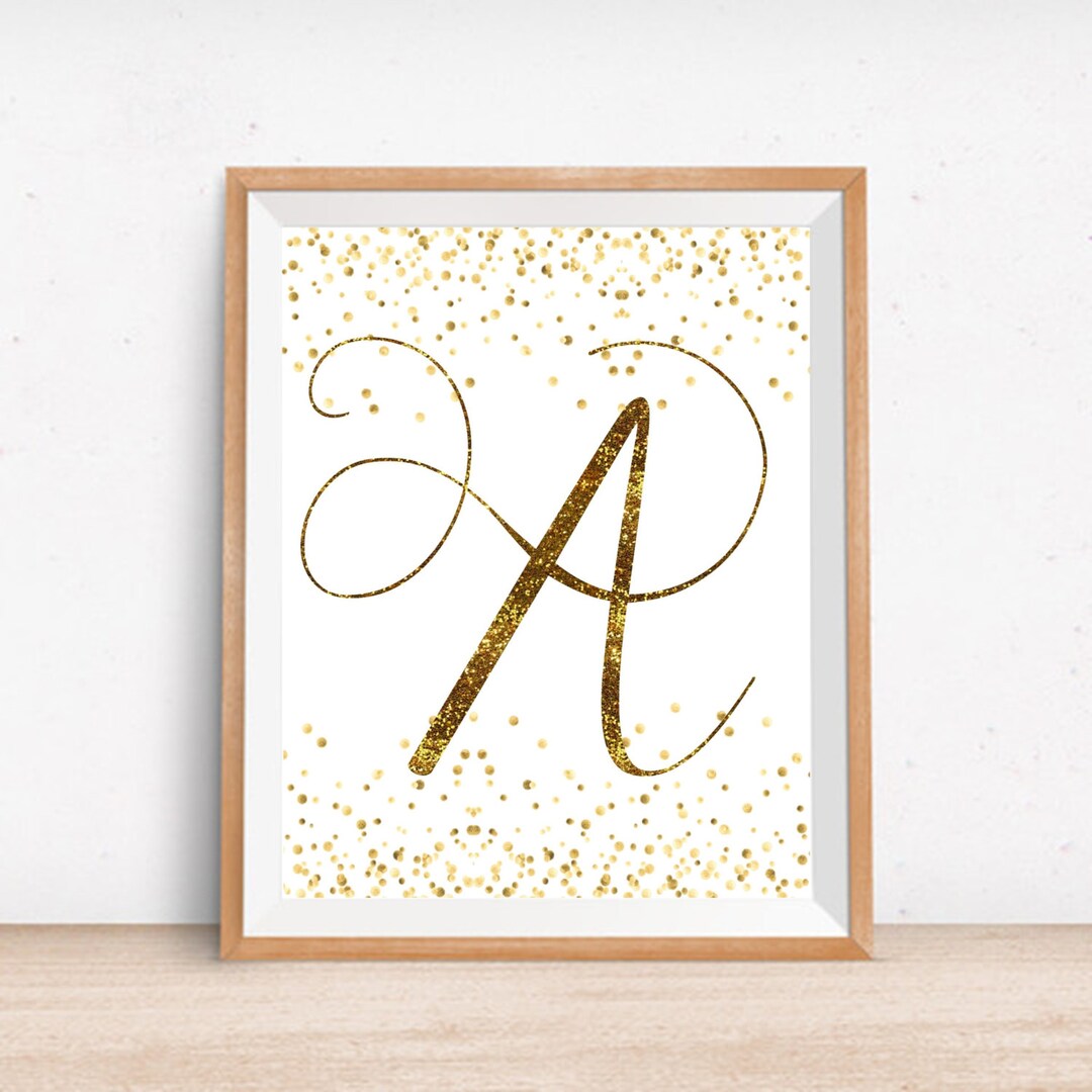 Nursery Gold Letter A Printable, Monogram Gold Wall Decor, Printable ...