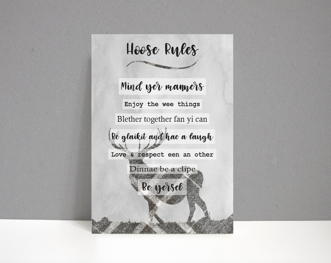 Hoose Rules Print Tartan Stag Rules Scottish Print A4 Print - Etsy
