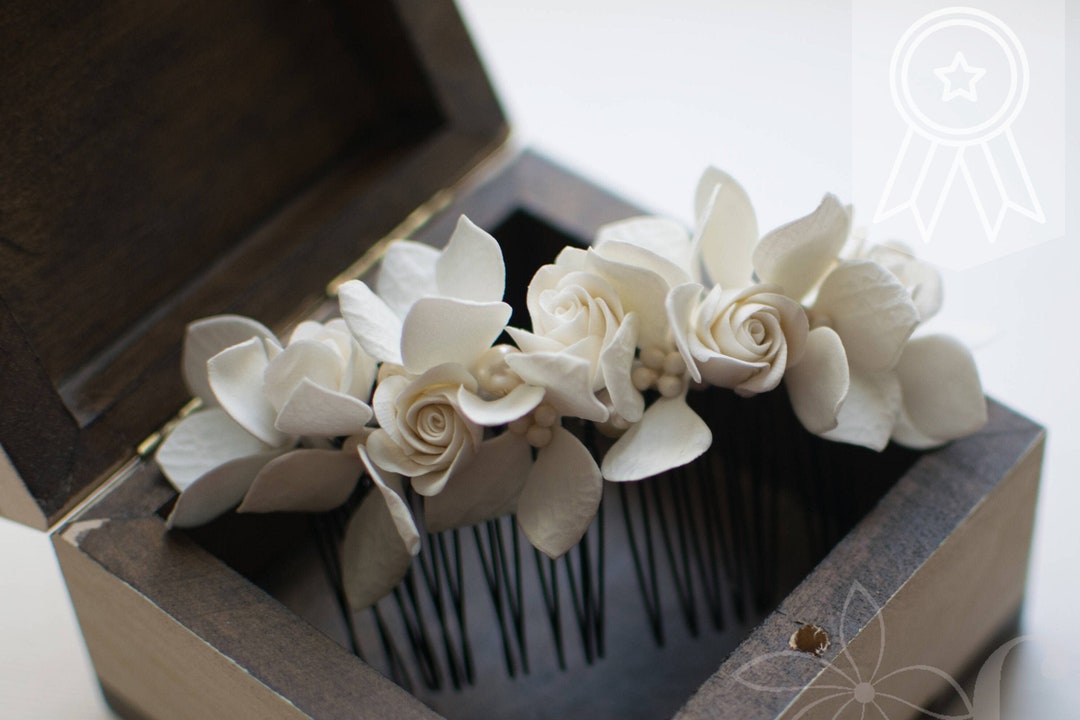 Floral Comb With Flowers Hair Comb for Brides Flower Comb Pearl Comb ...