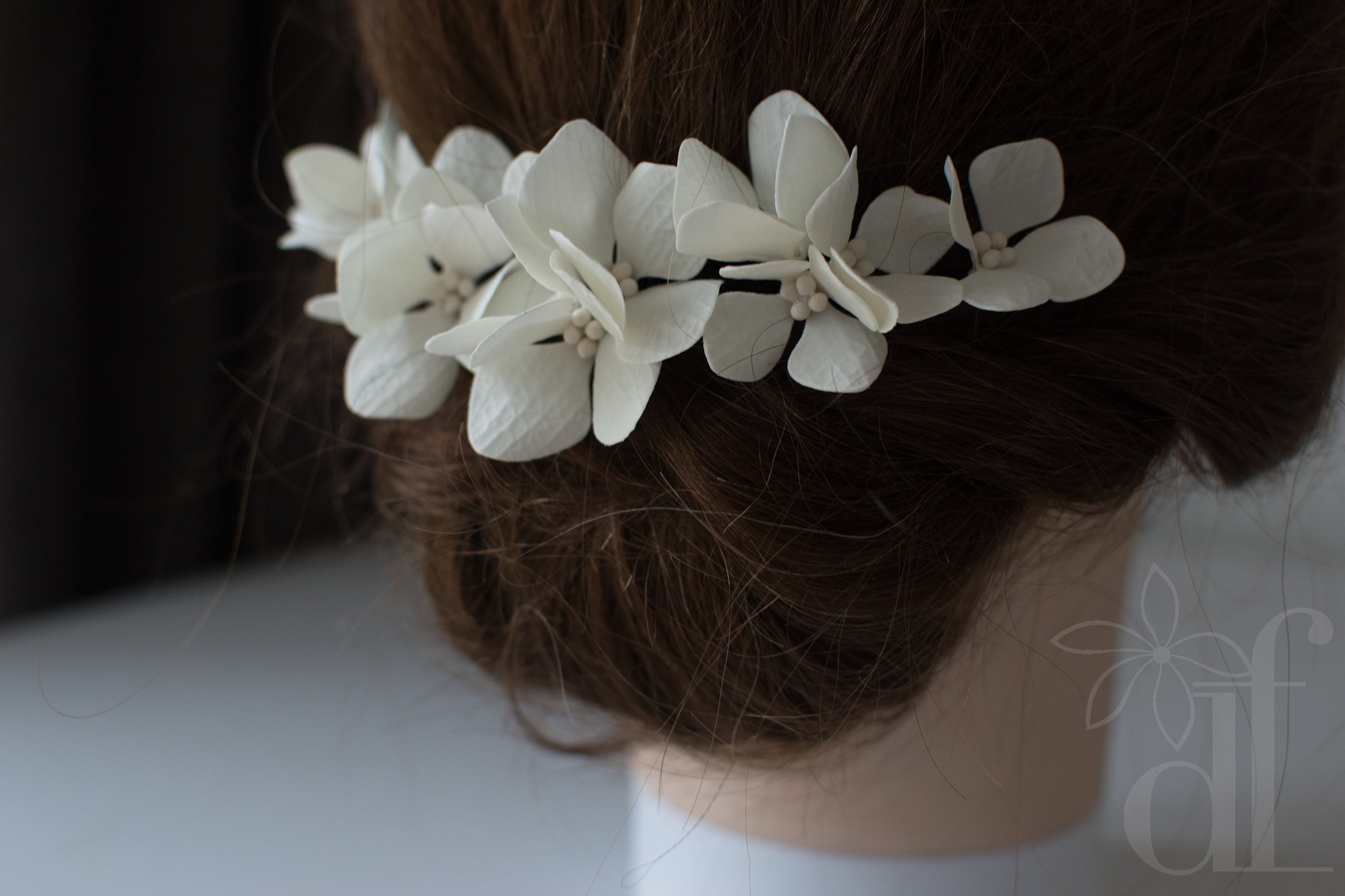 Ivory Hair Flower Hydrangea Hair Pin Wedding Hairpiece | Etsy