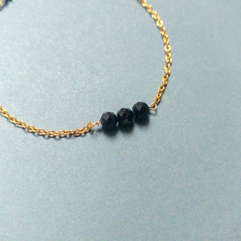 Schwarzer Turmalin Armband gold Armbänder Damen schlicht - Etsy.de