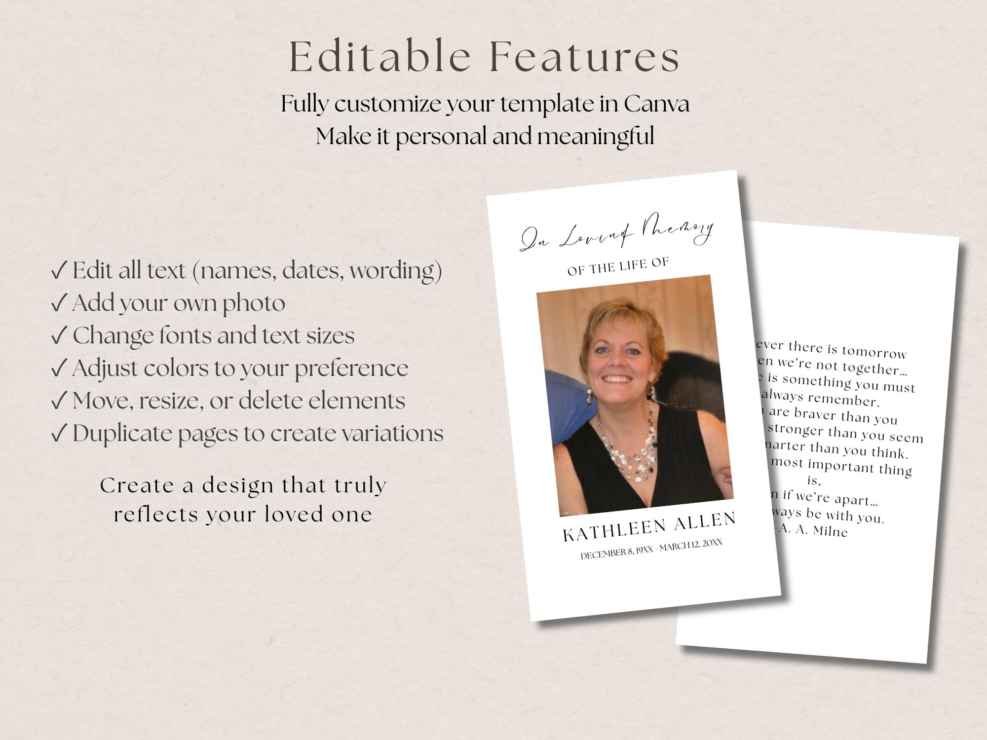 Editable Prayer Card Template Bundle, Funeral Memorial Service Cards ...