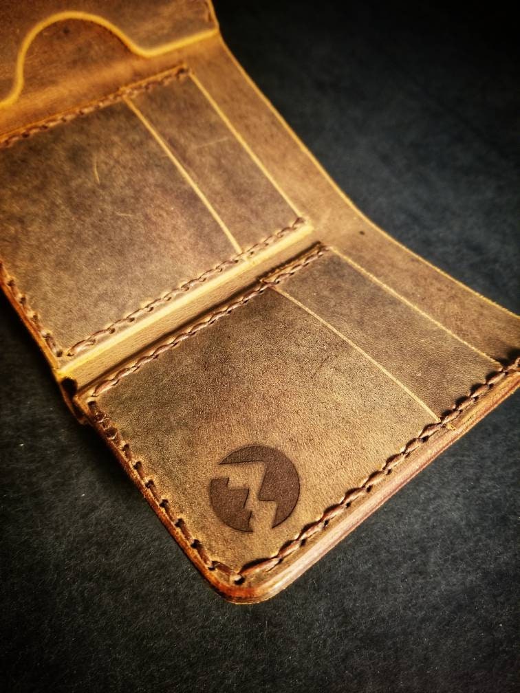 Leather Trifold Wallet Men's Leather Wallet Handmade - Etsy