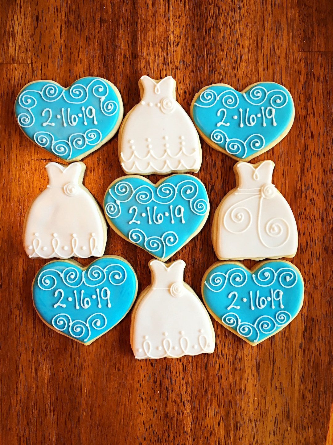 Personalized Wedding Heart and Dress Cookies – Custom Date Bridal ...