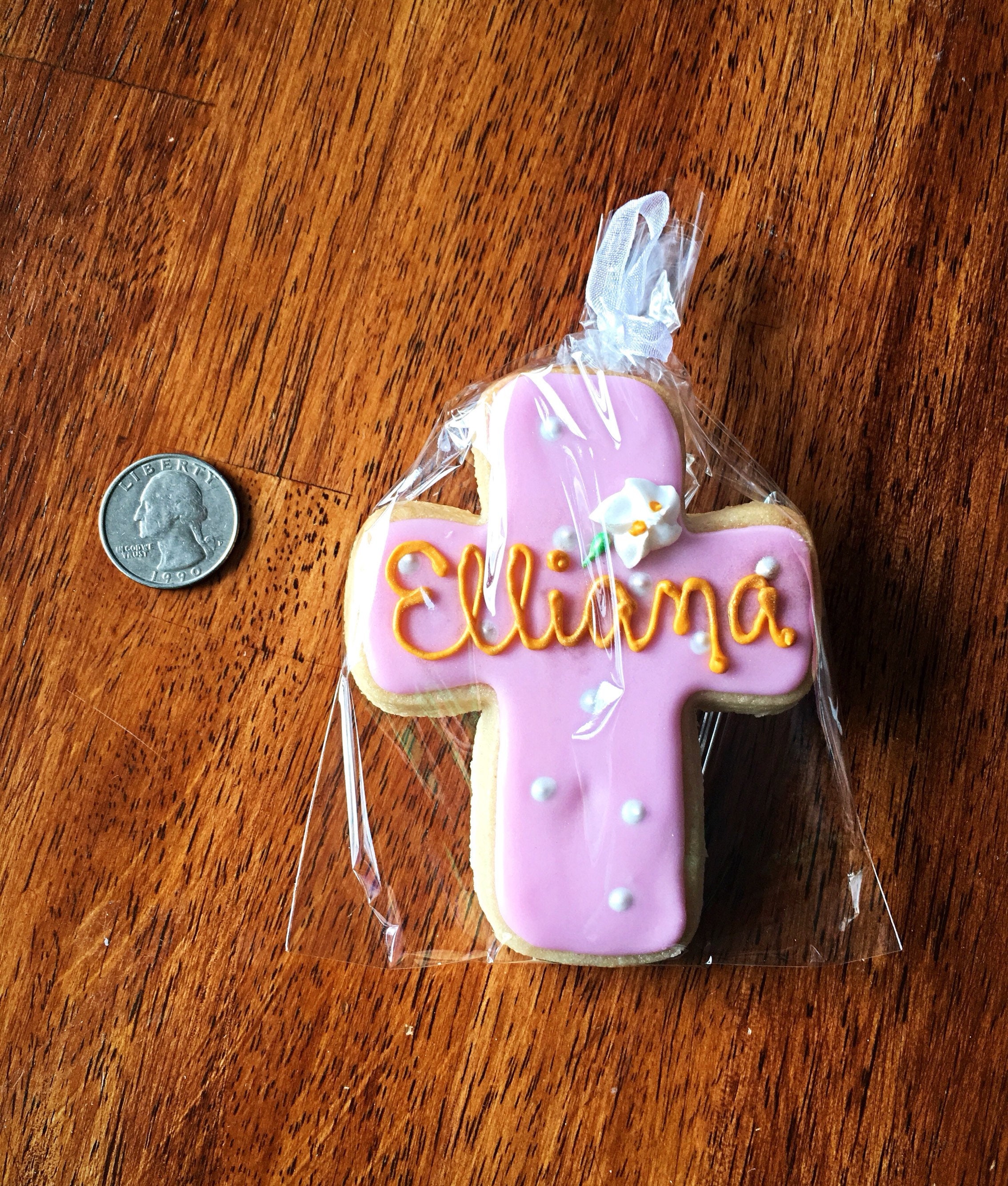 Cross Cookies Pink and White Girl Name Cross Cookies - Etsy