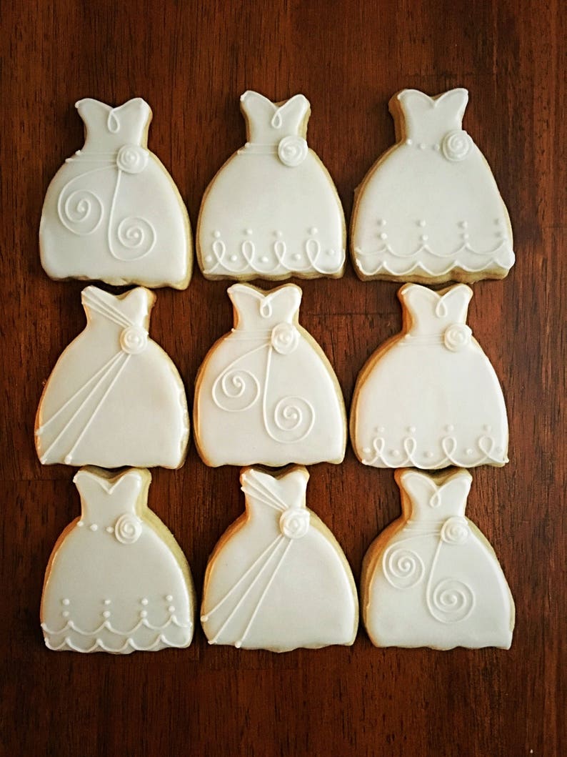 Wedding Dress Cookies One Dozen Engagement Party Cookie - Etsy