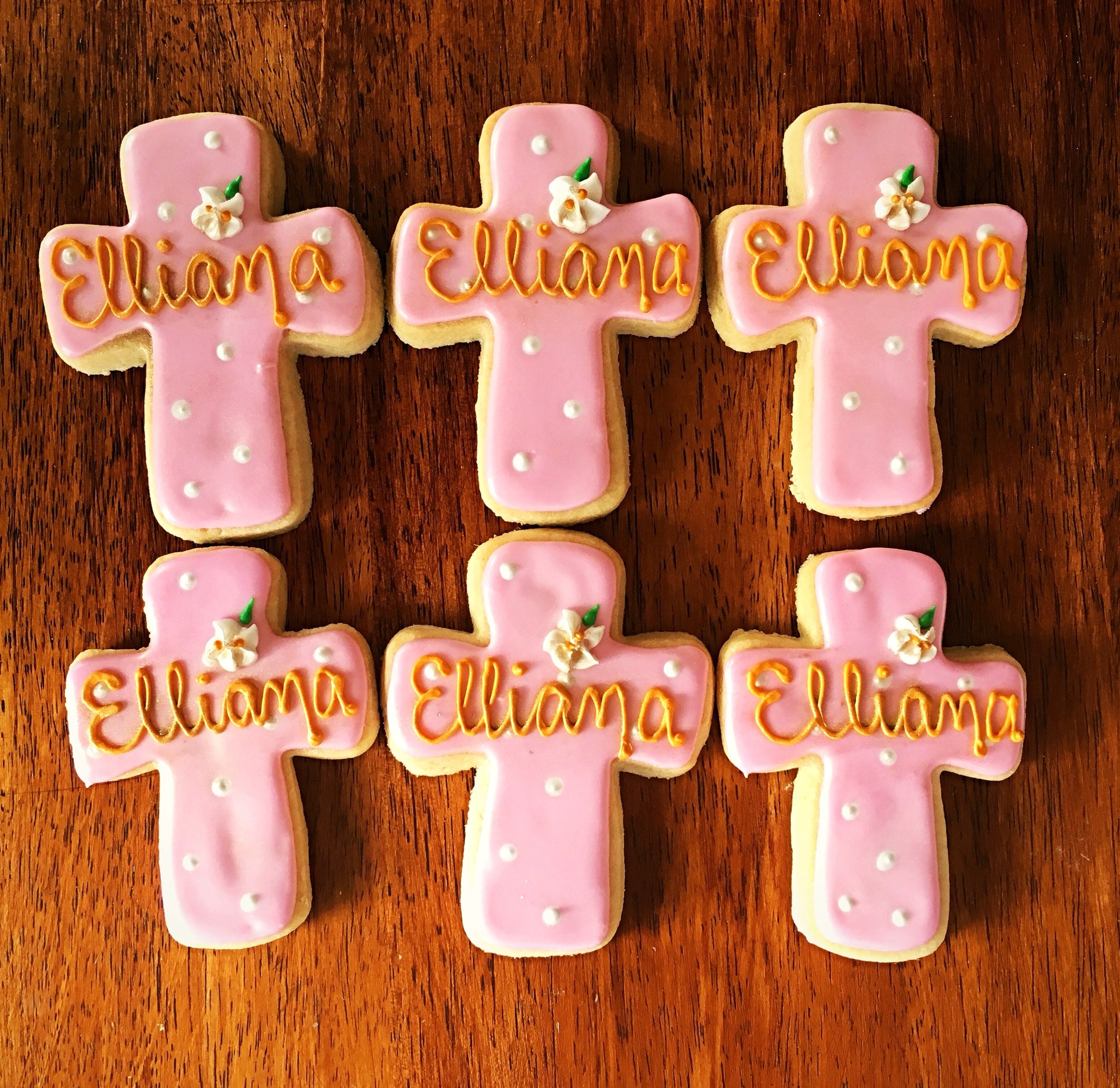 Cross Cookies Pink and White Girl Name Cross Cookies - Etsy
