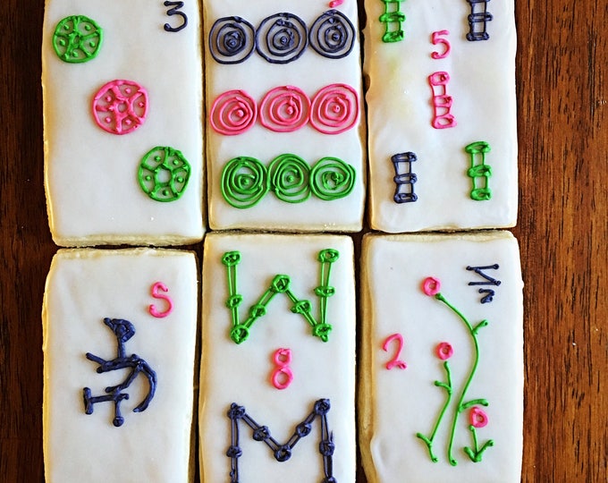 Mahjong Cookies - One Dozen - Mahjong Party Favors - Mah Jong Decorated ...