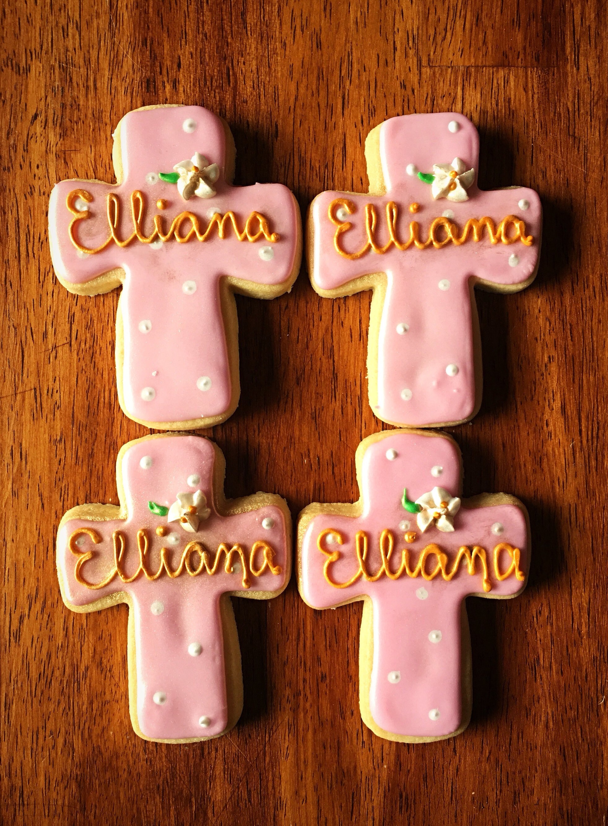 Cross Cookies Pink and White Girl Name Cross Cookies - Etsy