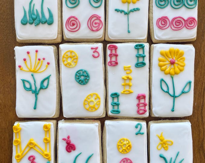 Mahjong Cookies - One Dozen - Mahjong Party Favors - Mah Jong Decorated ...