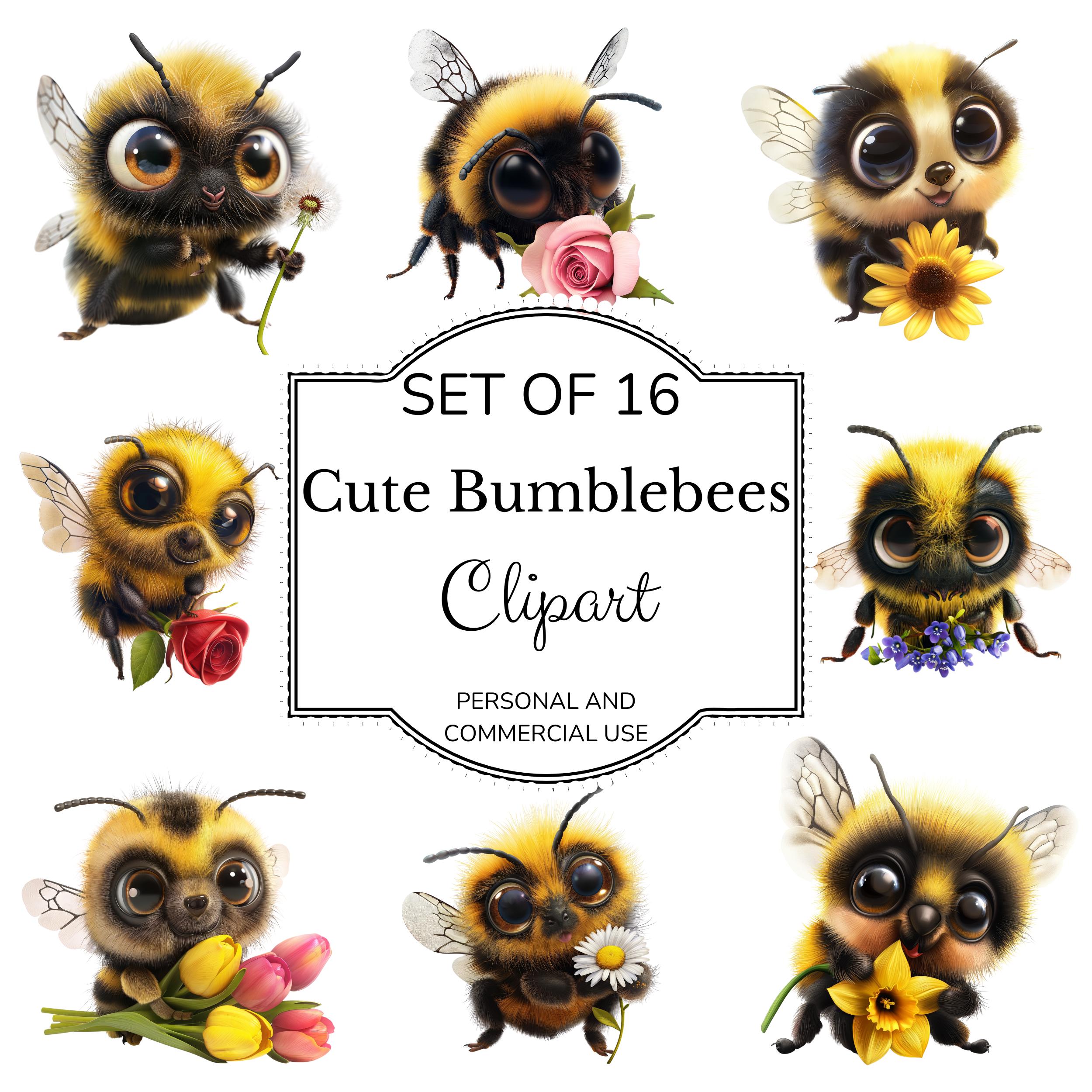 Bumblebees Clipart Bundle, Cute Bees Clipart Bundle, Cute Bees Png ...
