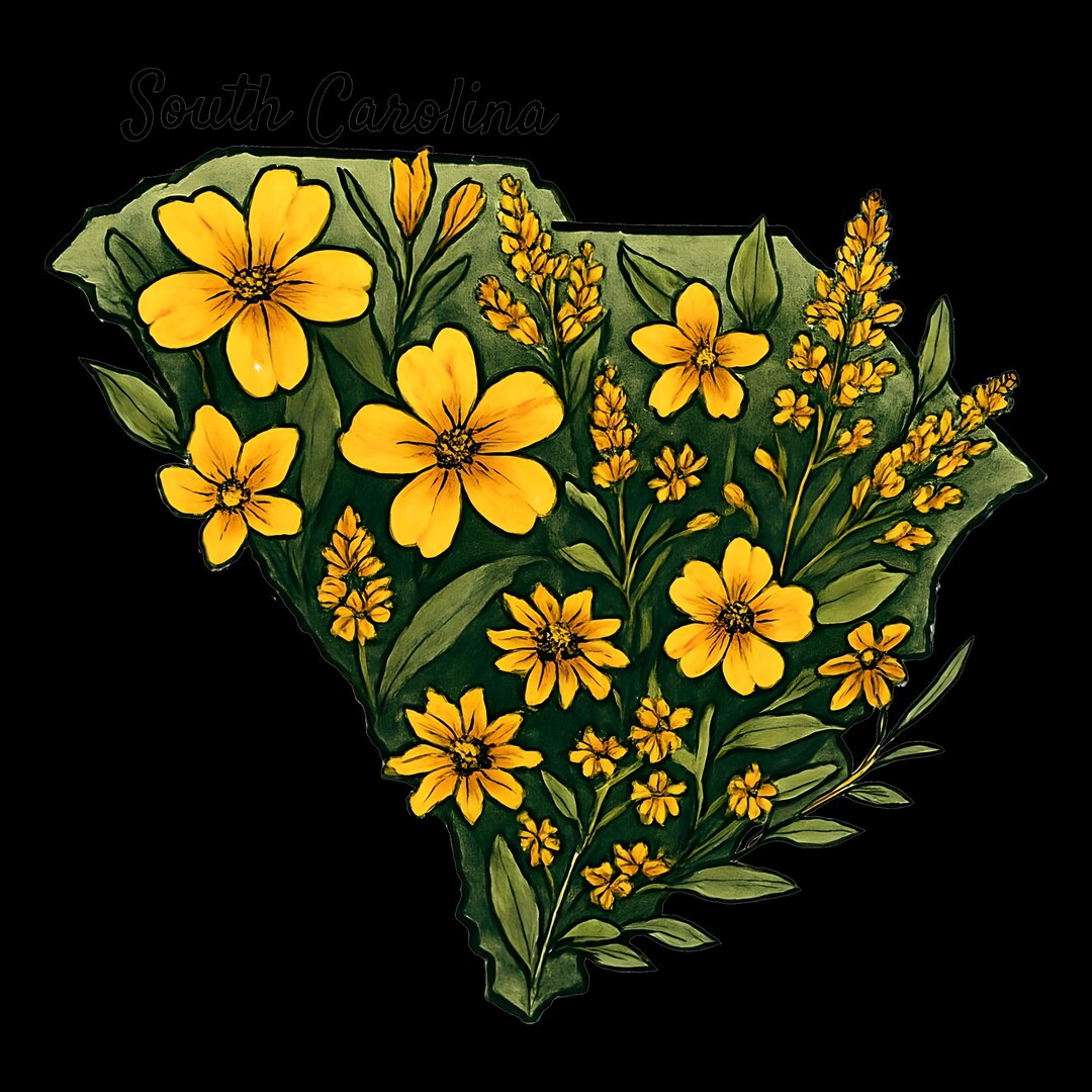 State of South Carolina Digital PNG Design, South Carolina Wildflower ...