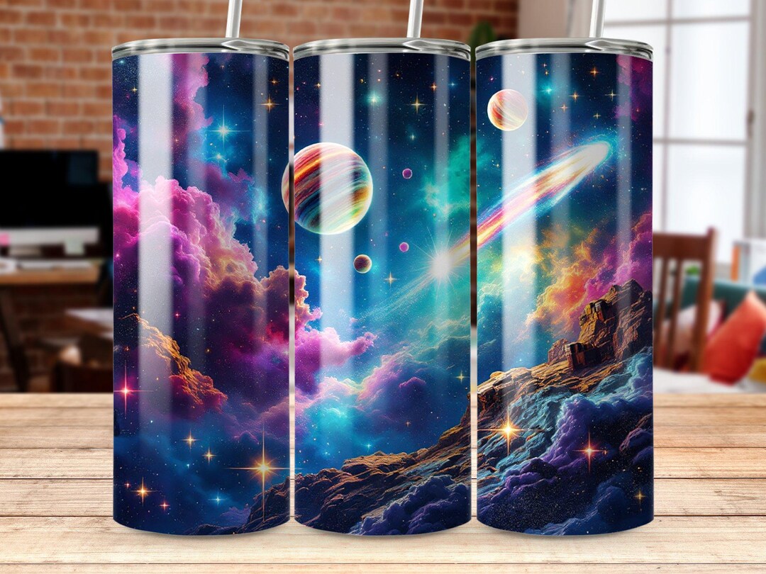 Dynamic Space Glitter Tumbler Wrap, Comet and Planets 20oz Skinny ...