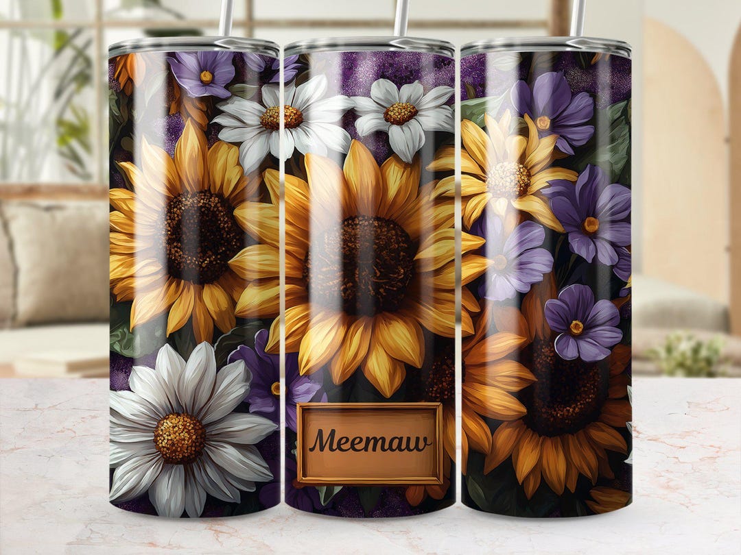 Meemaw Trendy Sunflower Tumbler Wrap, 20 Oz Tumbler PNG Mother's Day ...