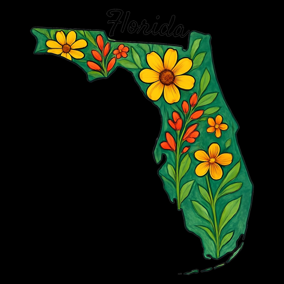 State of Florida Digital PNG Design, Florida Wildflower Sublimation ...