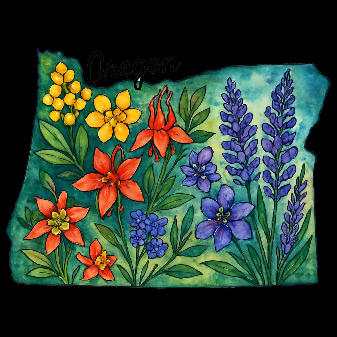 State of Oregon Digital PNG Design, Oregon Wildflower Sublimation File ...