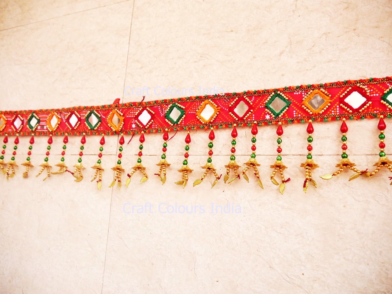 Mirror toran with pompom and sea shell housewarming gift | Etsy