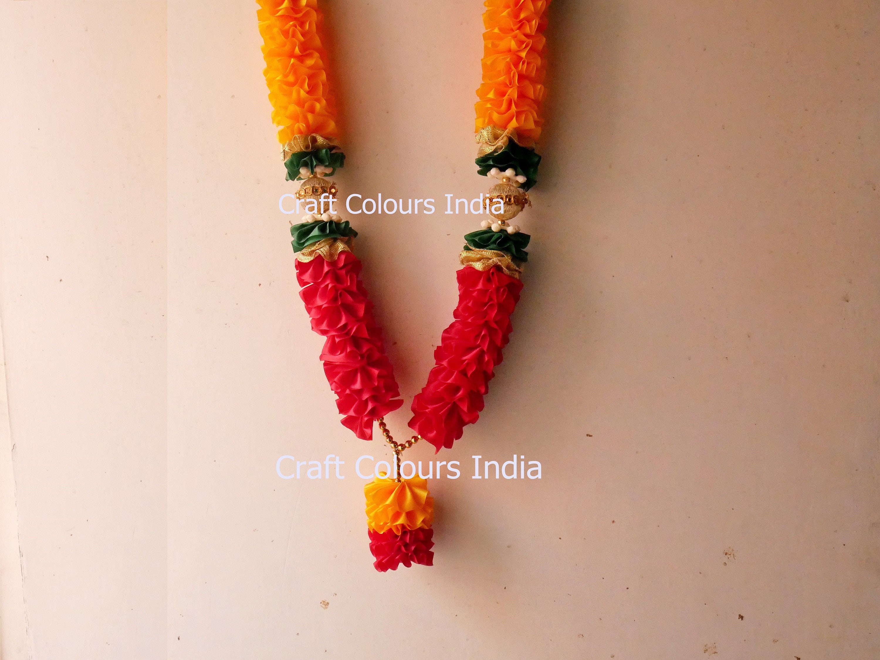 Indian Wedding Garland Yellow Red Ribbon Puja Mala Photo N | Etsy