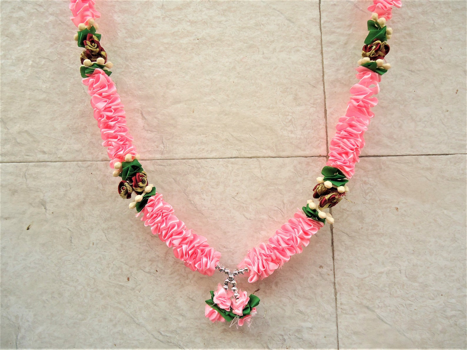 Light Pink Ribbon Puja Garland Photo Garland Idol or Statue | Etsy