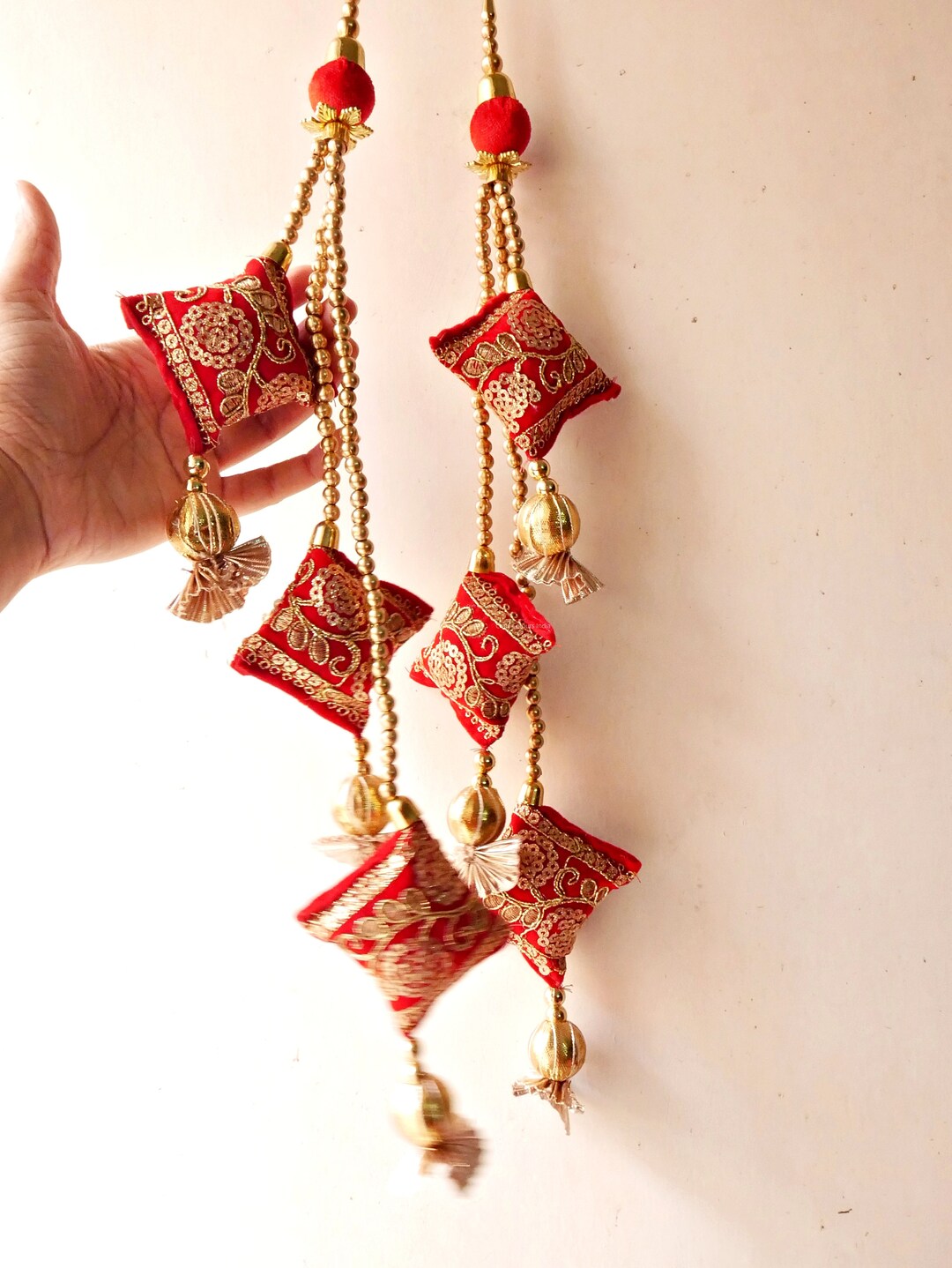 Long Beaded Red, Green/red Golden Embroidered Ethnic Tassels, Blouse ...