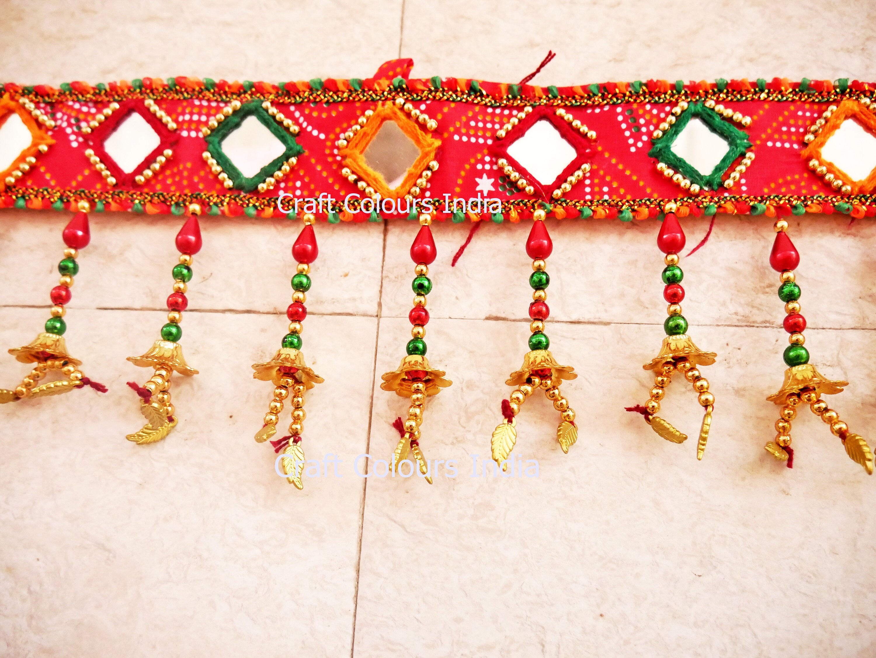 Mirror toran with pompom and sea shell housewarming gift | Etsy