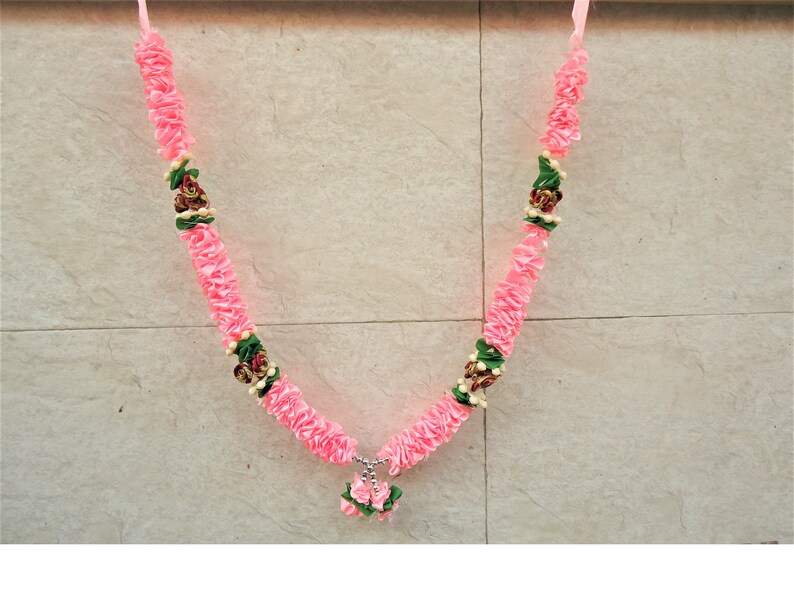 Light Pink Ribbon Puja Garland, Photo Garland, Idol or Statue Garland ...