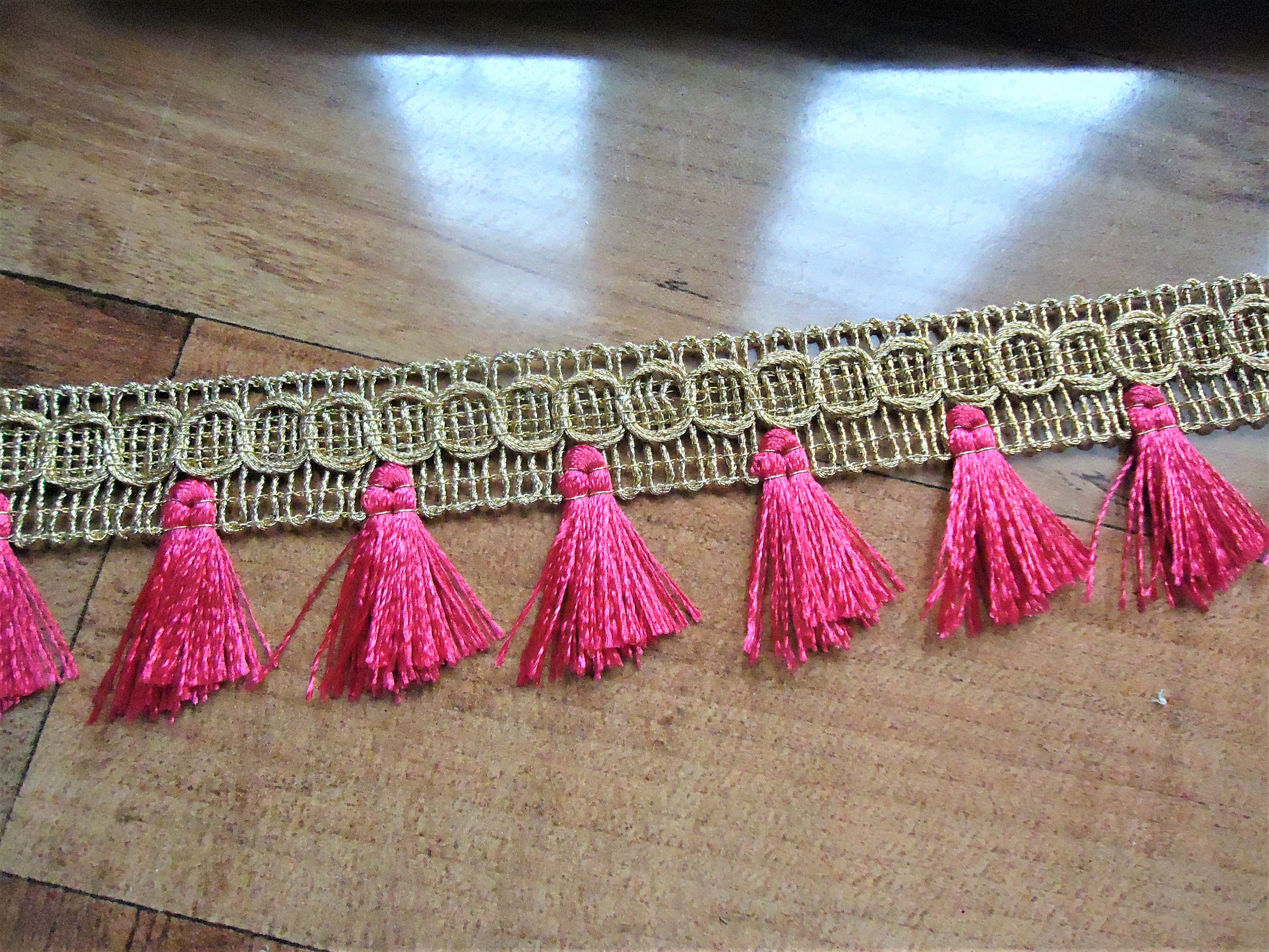 Silk Pink Tassel Net Golden Lace 9 Yards Tassel Trim Tassel | Etsy