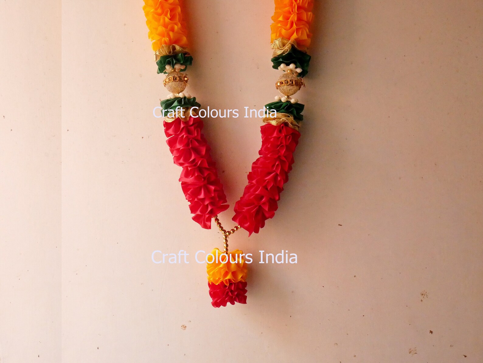 Indian Wedding Garland Yellow Red Ribbon Puja Mala Photo N - Etsy