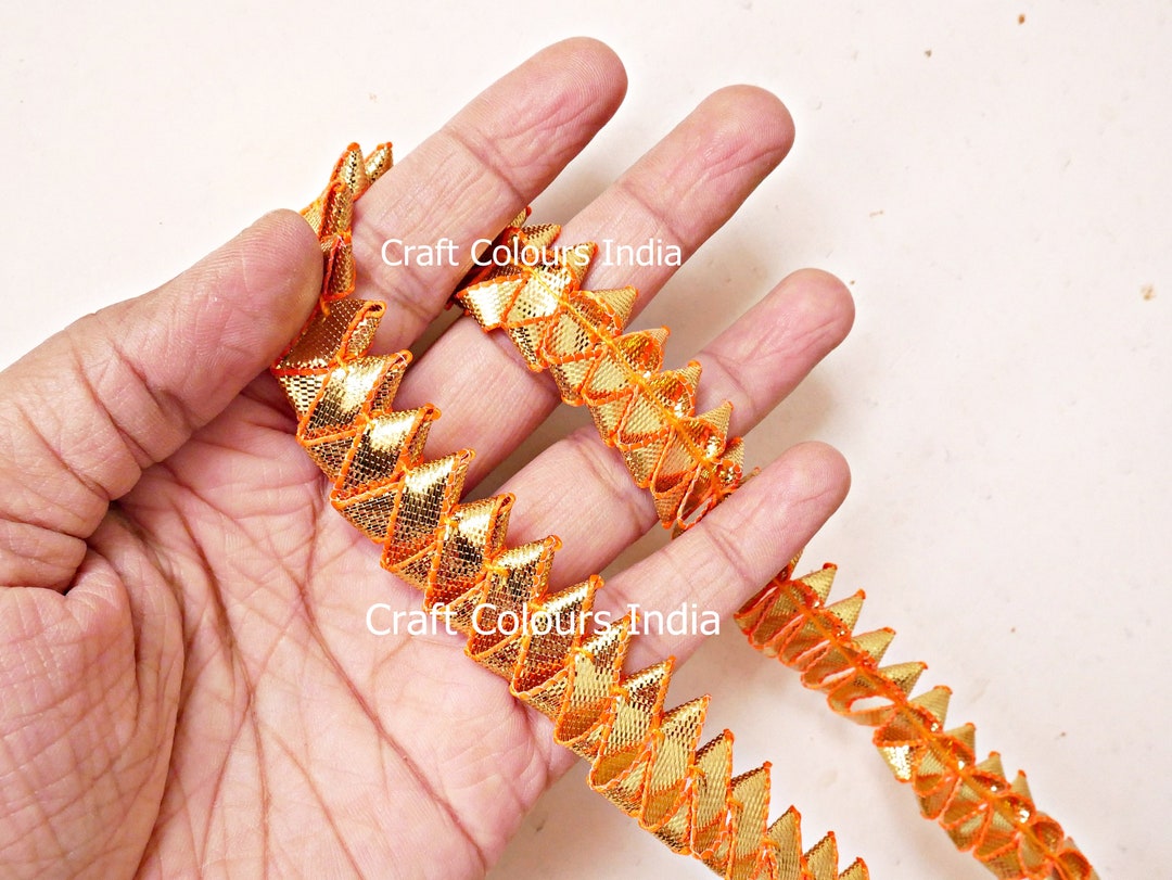 Indian Zig Zag Gota Lace, Gota Patti Ribbon Tapes and Trim, Handmade ...