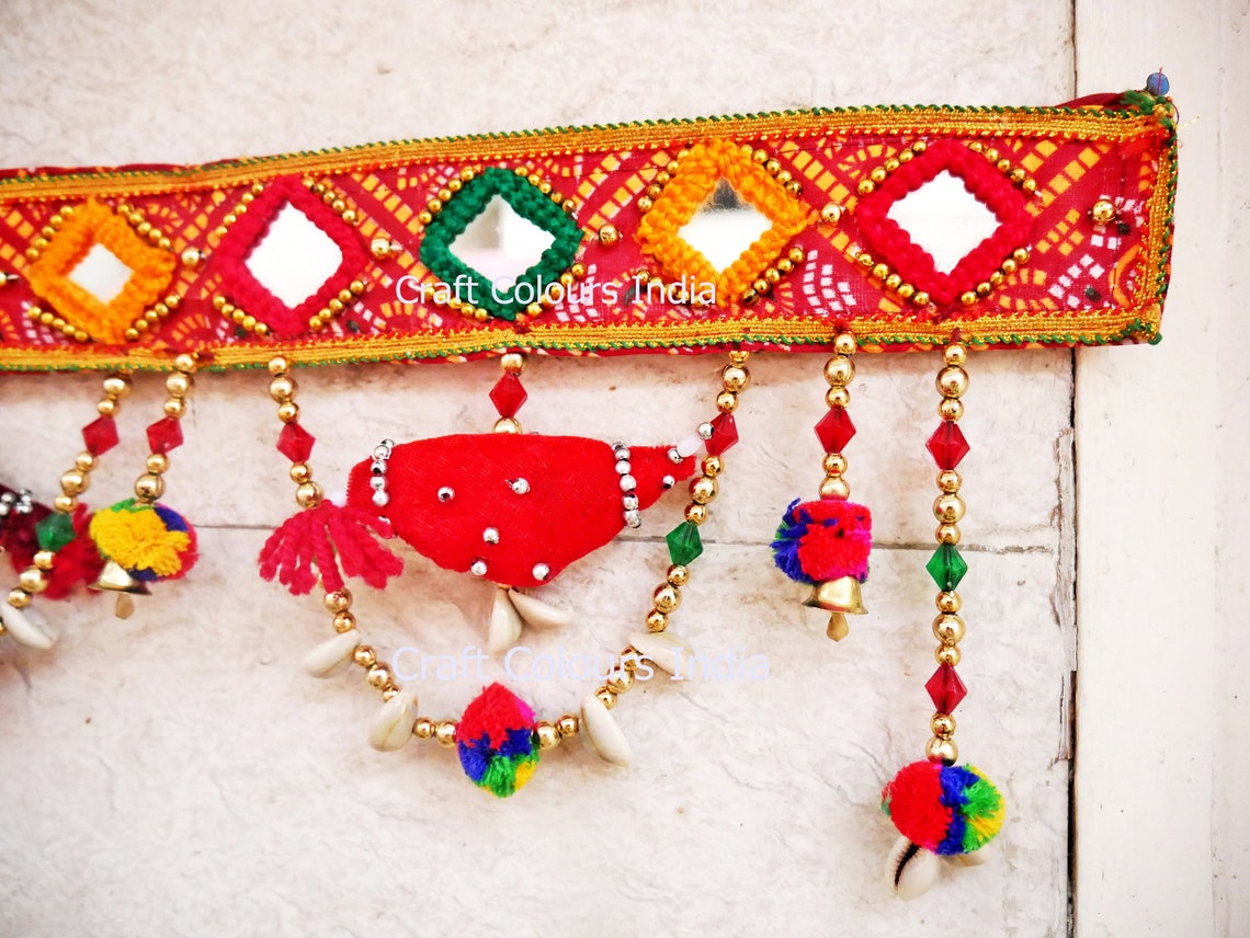 Hanging Bird Mirror Toran With Pompoms Housewarming Gift | Etsy