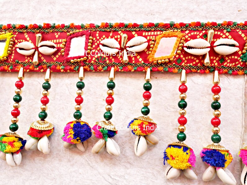 Mirror toran with pompom and sea shell housewarming gift | Etsy