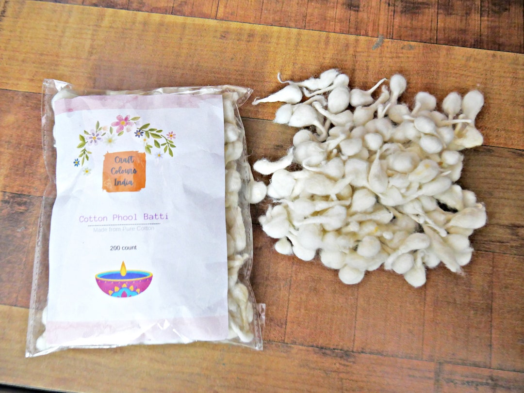 200 Pcs Pure Cotton Phool Batti | Cotton Puja Batti | Diya Bati ...