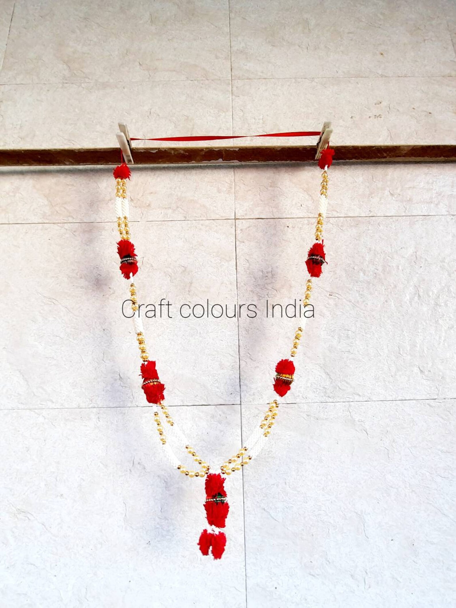Red and White Puja Garland Photo Garland Statue Garland - Etsy India